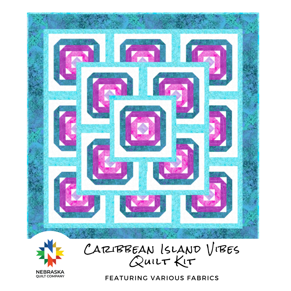 Caribbean Island Vibes Quilt Kit Featuring Various Fabrics