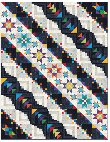 Field and Furrows BOM Quilt Kit Featuring Banyan Batiks Bright Colorwa ...